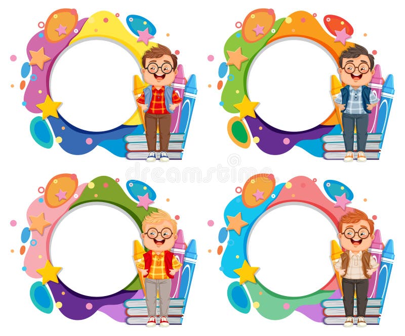 Children with Vibrant Photo Frames Stock Vector - Illustration of ...