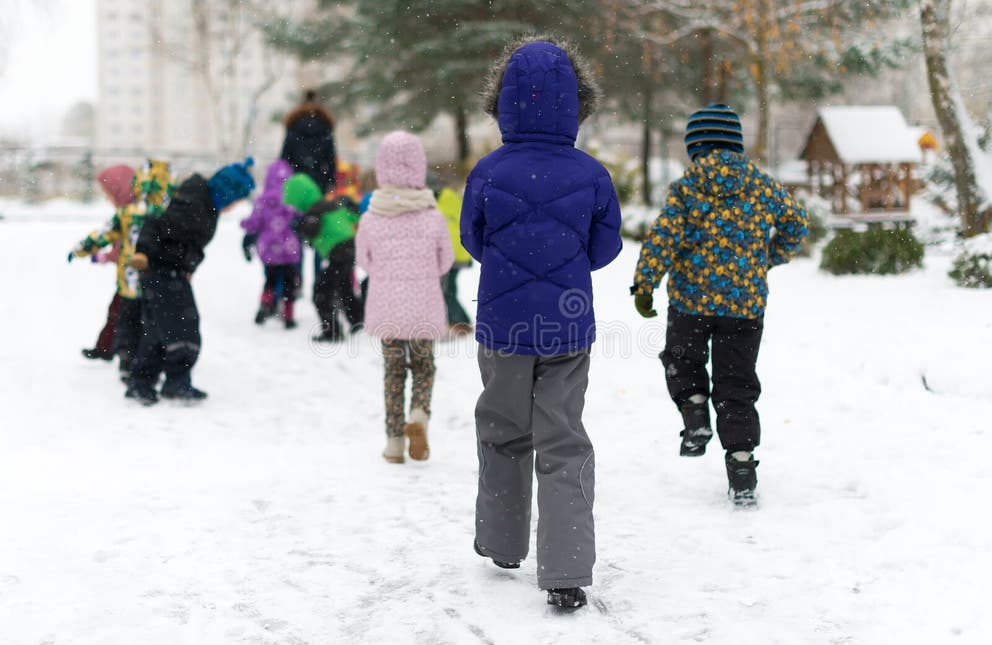 Children on walk. stock image. Image of person, back - 80139567