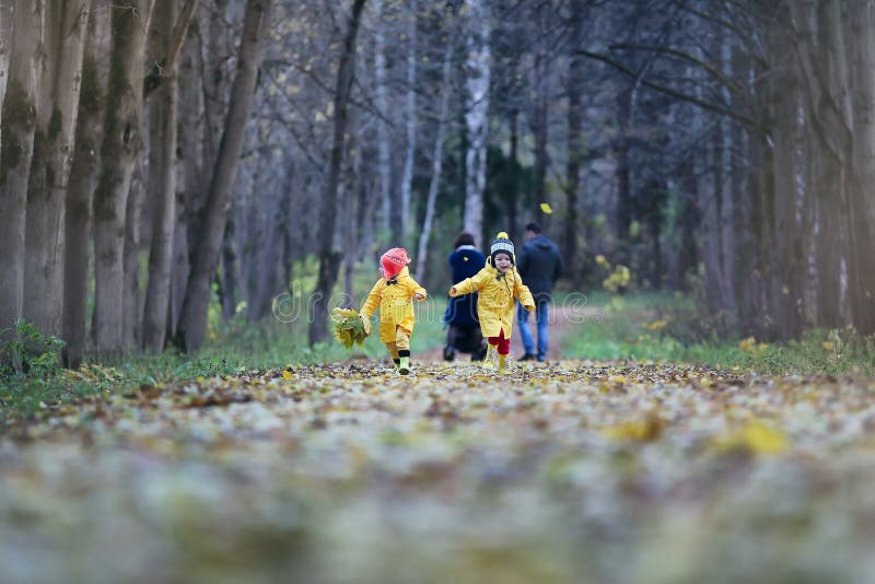 Children are Walking in the Autumn Park Stock Photo - Image of colorful ...