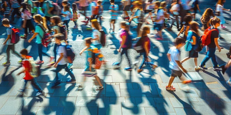 School Student Walking Line Stock Photos - Free & Royalty-Free Stock ...