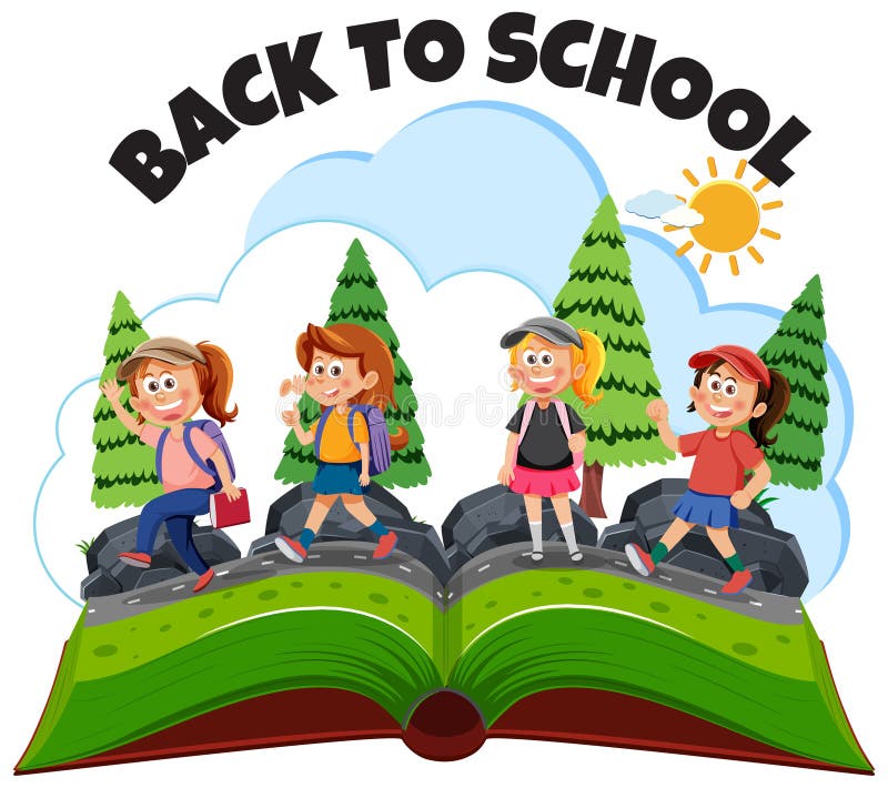 Children walking stock vector. Illustration of knowledge - 333033460