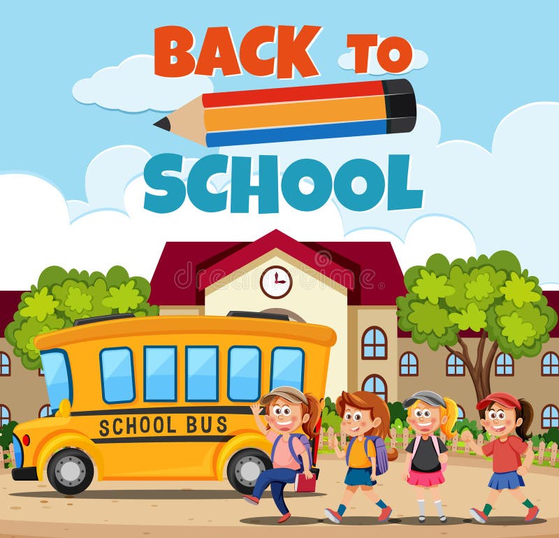 Children walking to school stock vector. Illustration of adventure ...