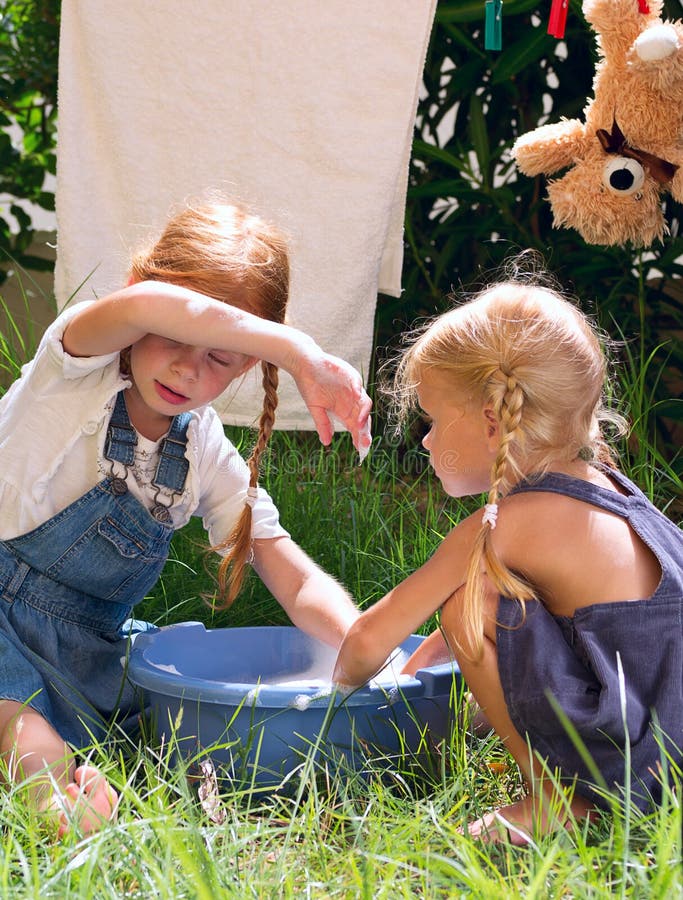 Children wash stock image. Image of sisters, family, walk - 26694147