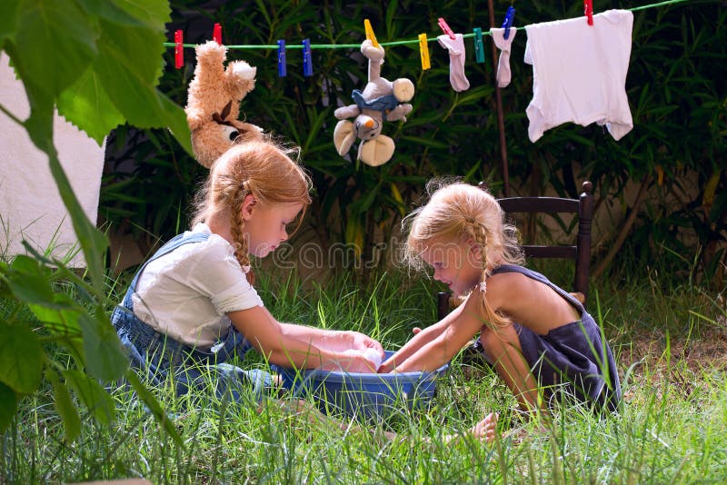 Children wash stock image. Image of care, clothespins - 26898731