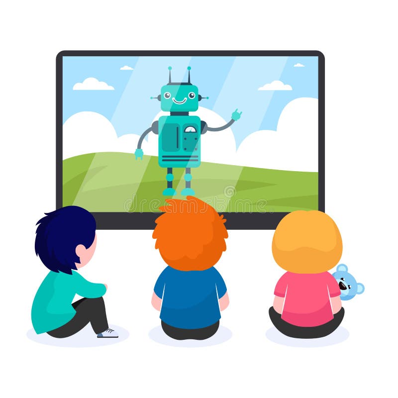 Children Watching TV Flat Vector Illustration Stock Vector ... Children Watching TV Flat Vector Illustration Stock Vector ...