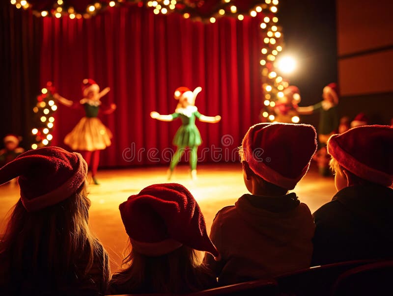 Children Watching Christmas Elf Dance Performance High Quality Image ...