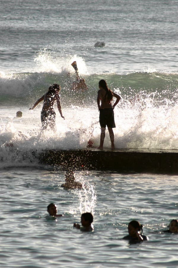 Children and wave editorial stock photo. Image of climate - 2415953