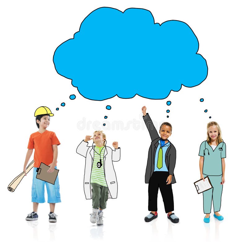 Children Wearing Future Job Uniforms Stock Illustration - Illustration ...