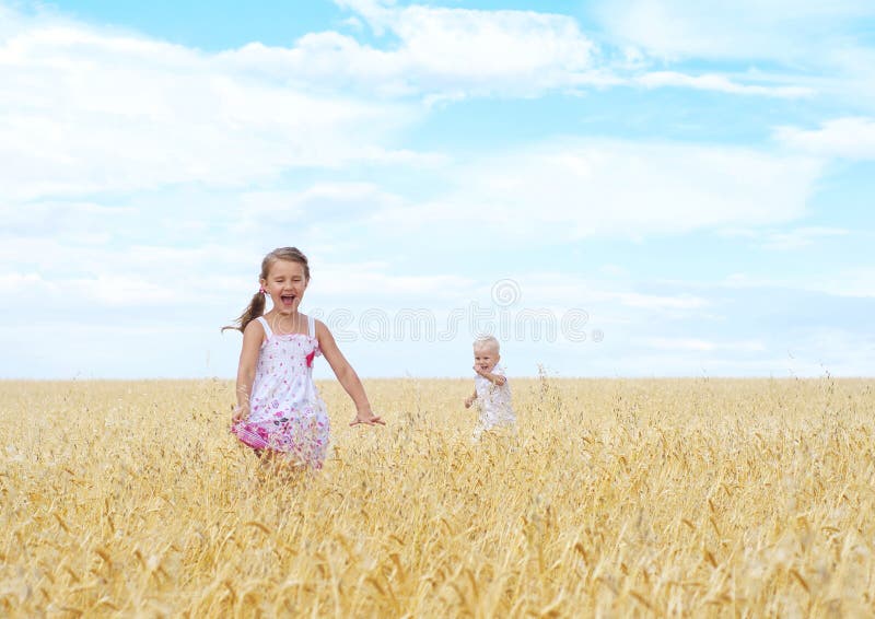 Children in wheat field stock photo. Image of little - 26113954