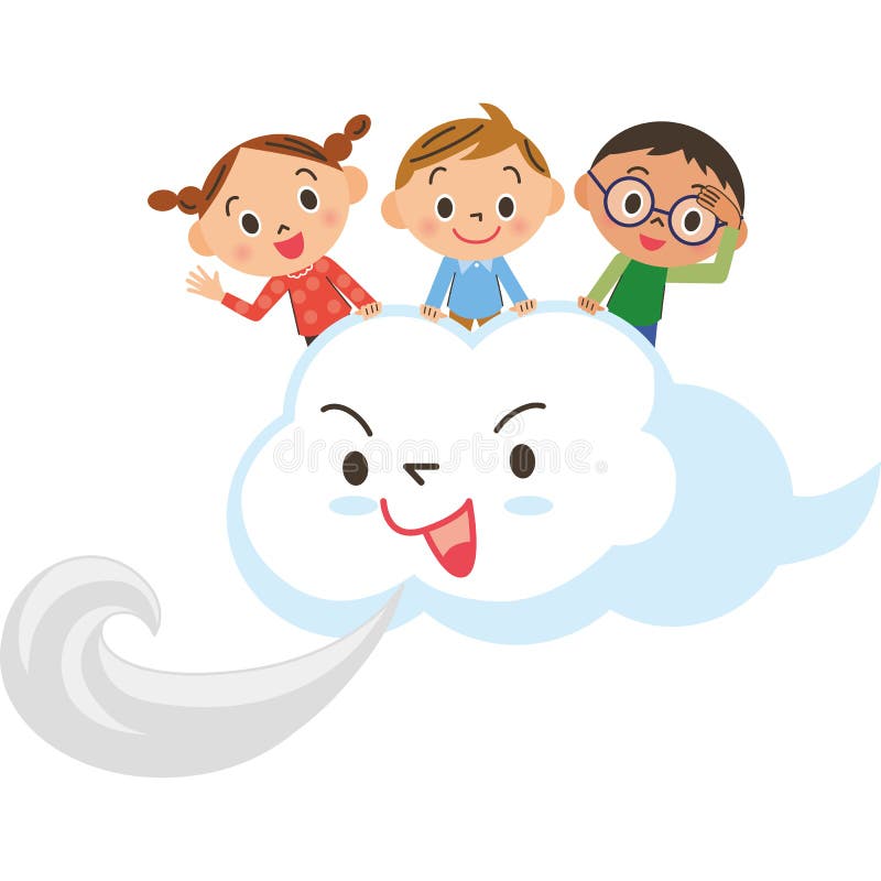 Children Who Got on the Cloud Stock Vector - Illustration of vector ...