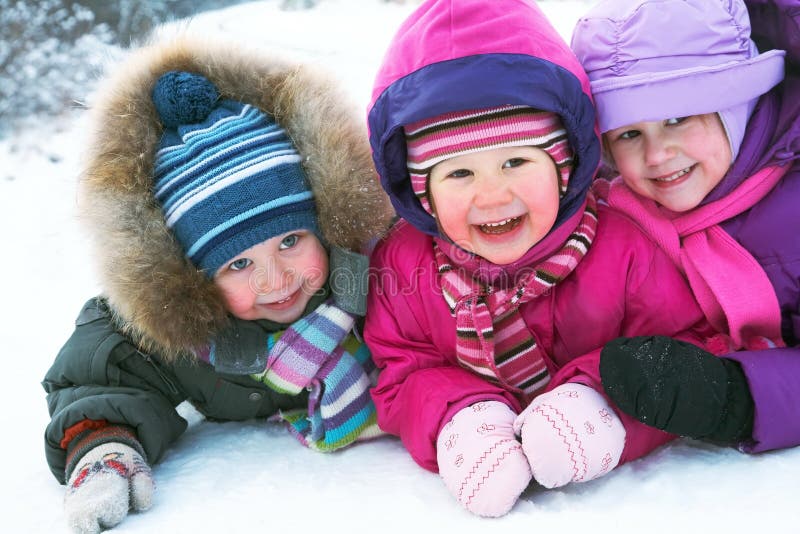 Children in winter stock photo. Image of girl, group - 22967736