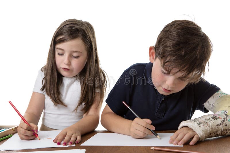 Children working hard stock image. Image of caucasian - 64567369