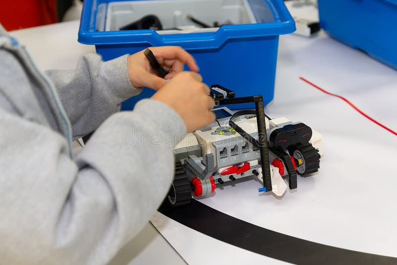 Children are Working on Model Assembly in Robotics Class Stock Image ...