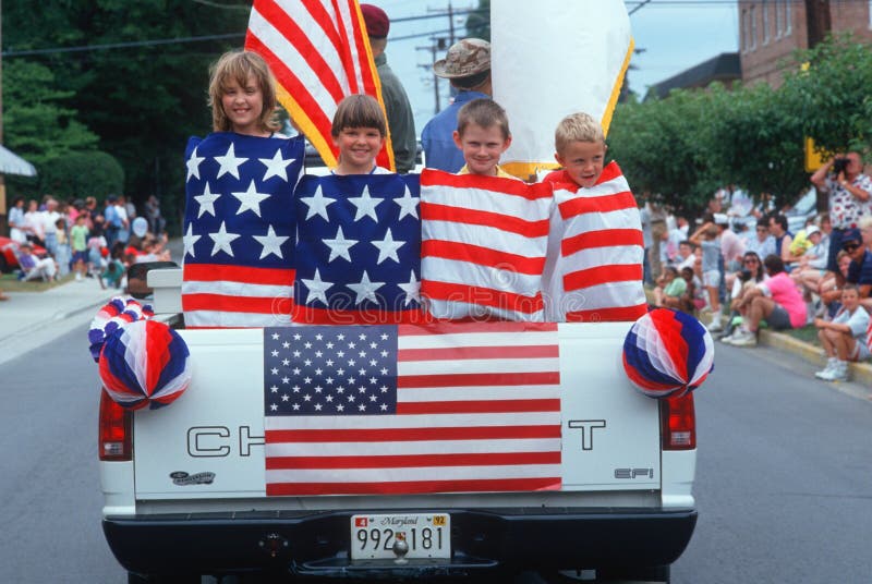 Children Wrapped in an American Flag Editorial Photography - Image of ...