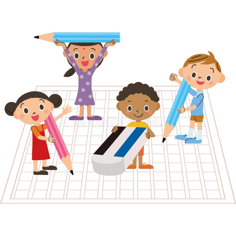 Children Writing Composition Stock Vector - Illustration of vector ...