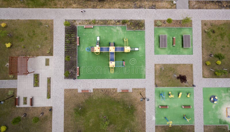 Children Yard, View from Above Stock Image - Image of play, plastic ...