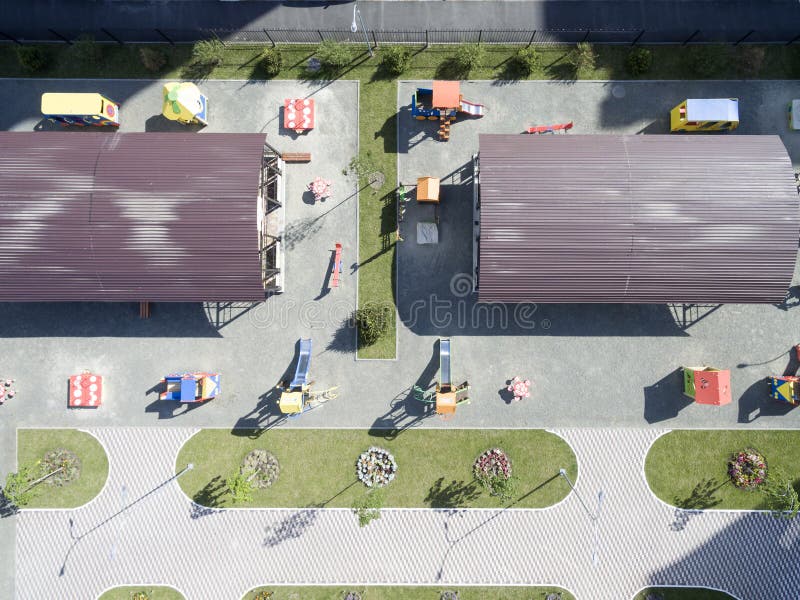Children Yard, View from Above Stock Photo - Image of drone, equipment ...