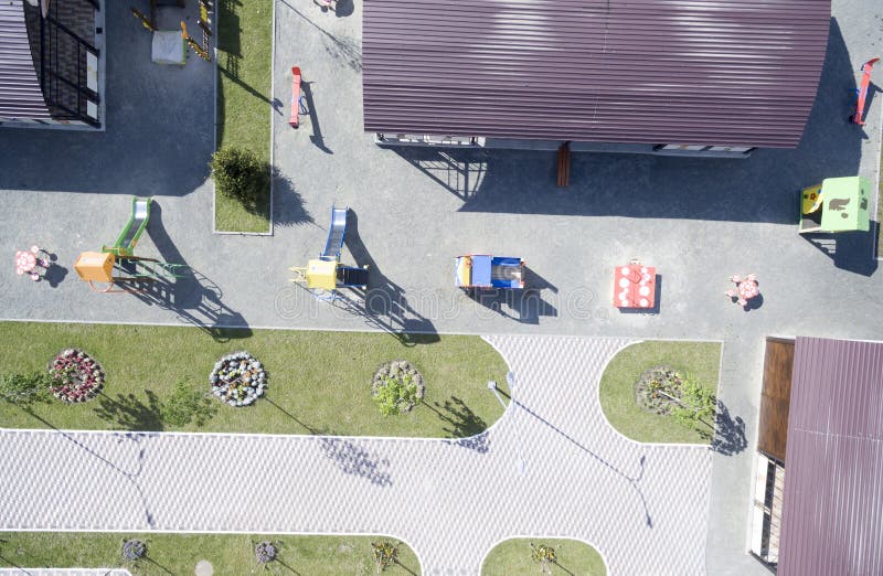 Children Yard, View from Above Stock Photo - Image of equipment ...