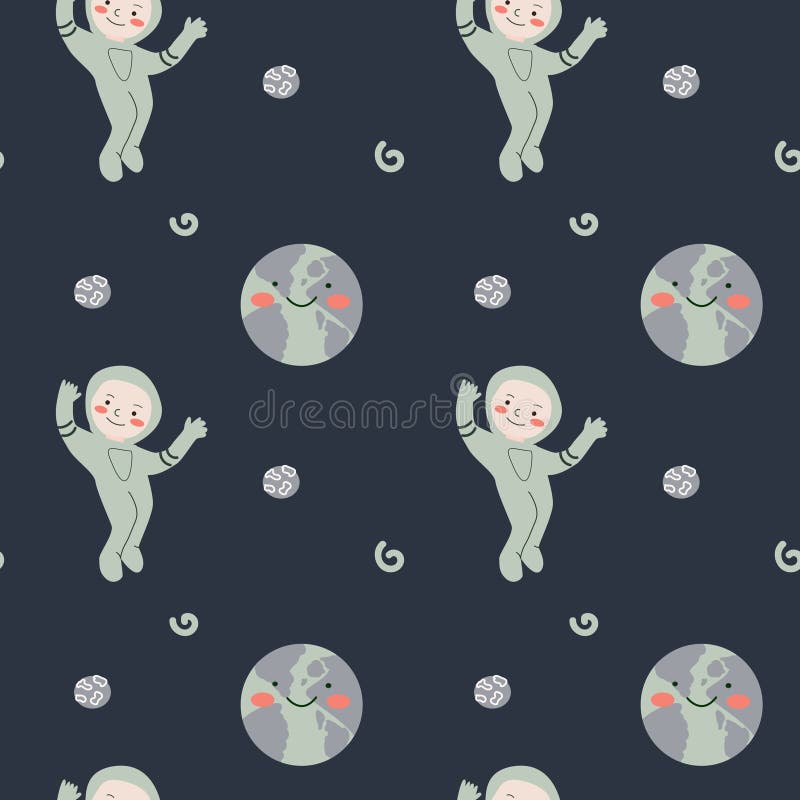 Childrens Adventure Pattern with Cosmic Objects and Galaxy Elements ...
