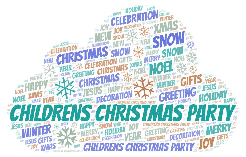 Childrens Christmas Party Word Cloud Stock Illustration - Illustration ...