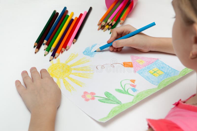 Childrens drawing stock image. Image of daycare, draw - 50697245
