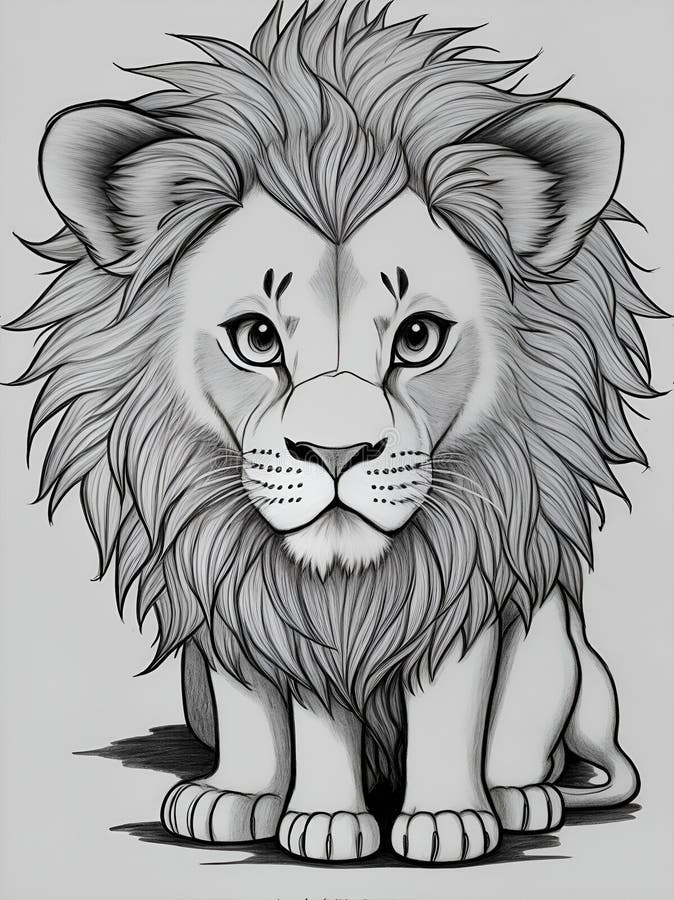 Lion Pencil Drawing Outline