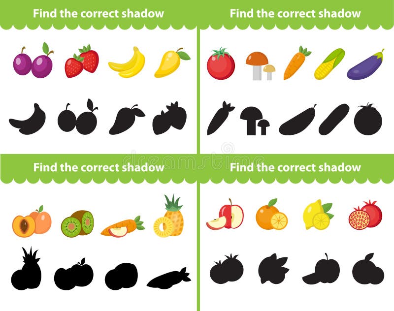 Childrens Educational Game, Find Correct Shadow Silhouette. Items for ...