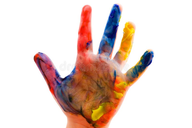 Hand & paint brush stock photo. Image of streak, paint - 9775888