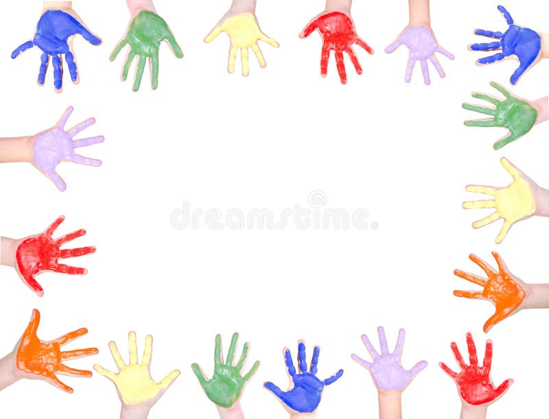 Colored Hands Border Frame stock photo. Illustration of colorful - 30156204