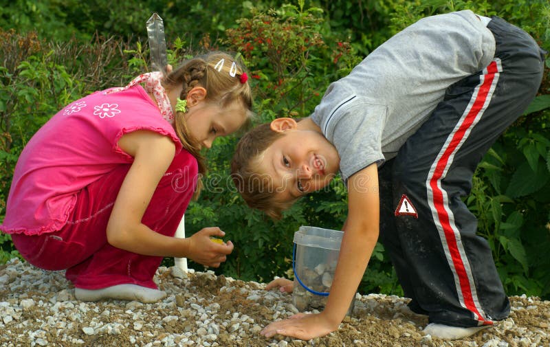 Children with bug stock image. Image of fascinate, sitting - 12497097