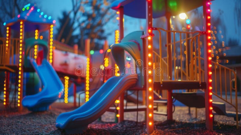 A Childrens Playground with Brightly Colored Solarpowered Lights ...