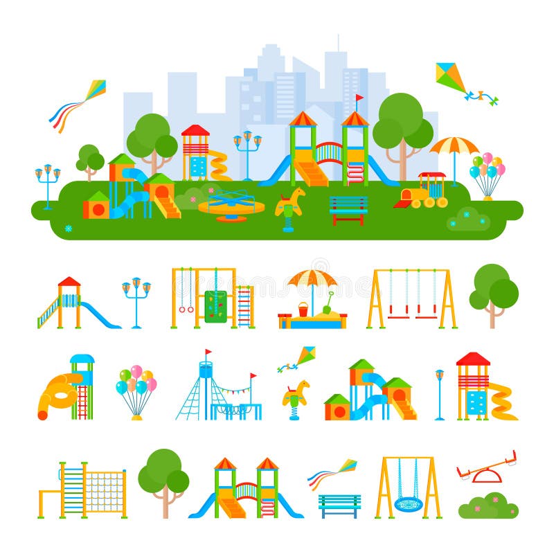 Blank Playground Template Happy Kids Poster Design Vector. Stock Vector ...