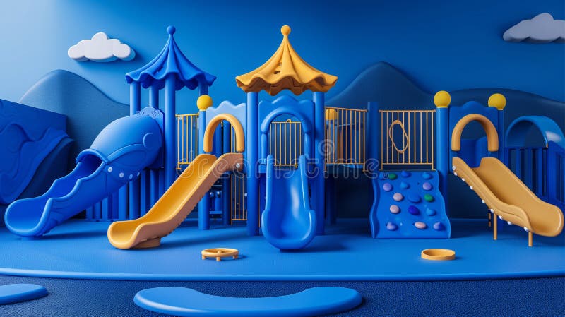 Childrens Playground with Royal Blue Sponge Concept Stock Illustration ...