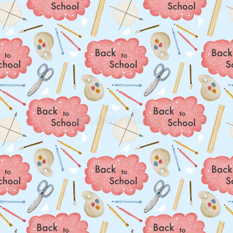 Childrens School Pattern with School Things, Childrens Textile Pattern ...