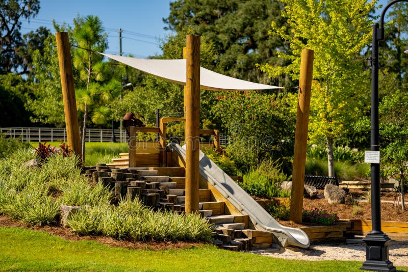 A Childrens Slide in a Park Stock Image - Image of cheerful, children ...