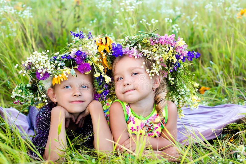 Childrens on summer nature stock image. Image of wonderful - 32299907