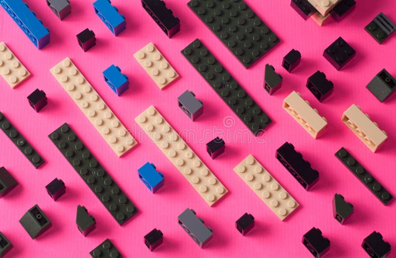 Childrens Toy Blocks. Colorful Details on a Pink Background, Stock ...