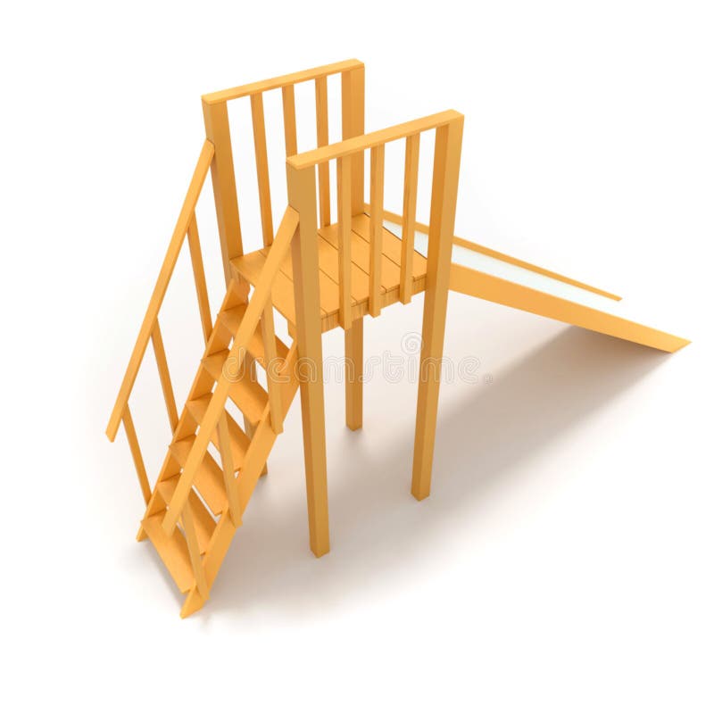 Childrens Wood Slide 3D Render Illustration Stock Illustration ...