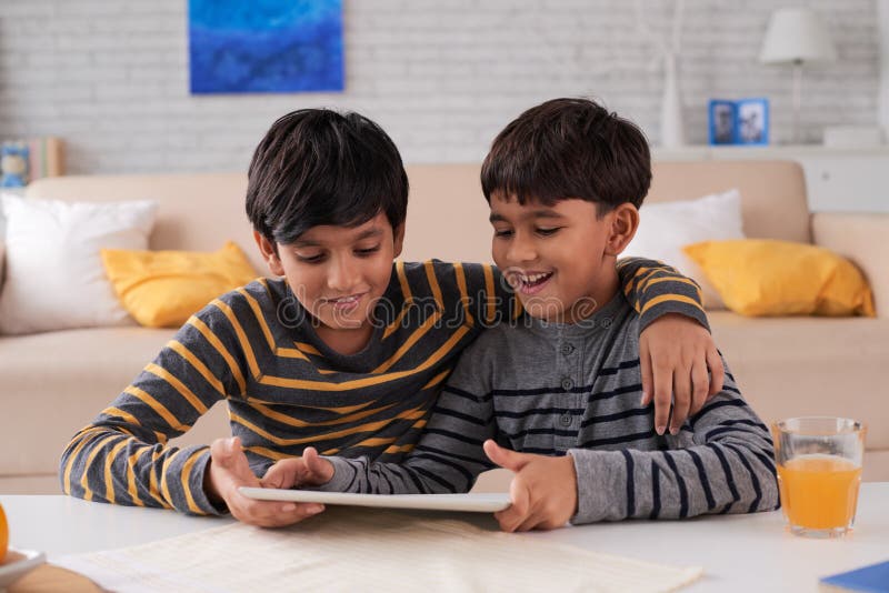 Childrenwith Tablet Computer Stock Image - Image of together, friends ...