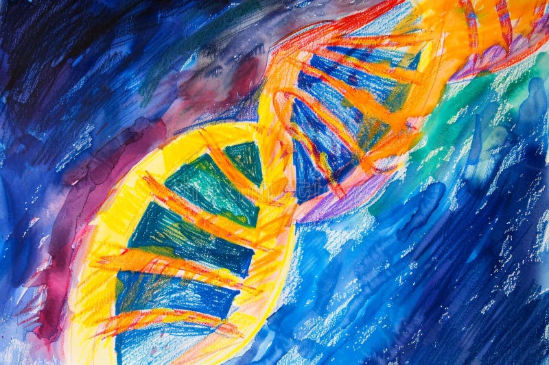 Childs Crayon Painting of a Representation of a DNA Double Helix Stock ...