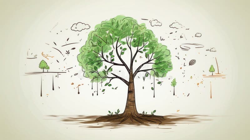 A Childs Drawing of a Tree Changing and Growing To Symbolize the ...