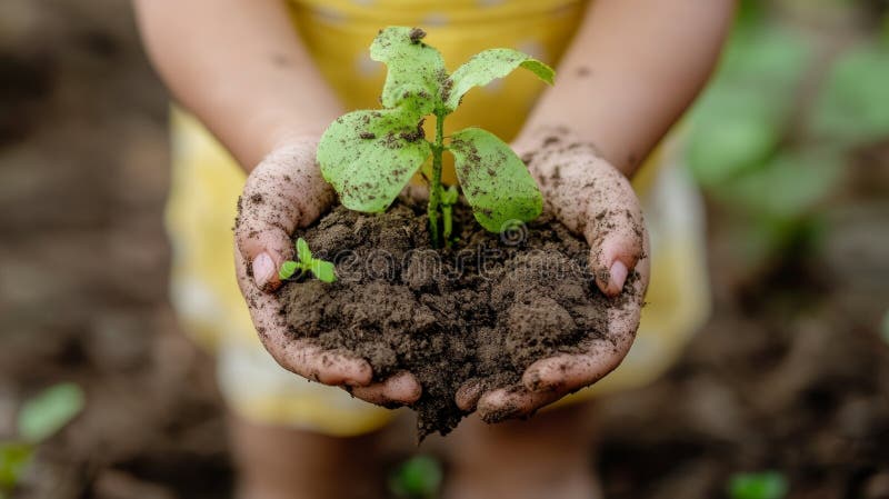 Childs Hands Holding Young Plant, Concept for Environment, Growth, and ...