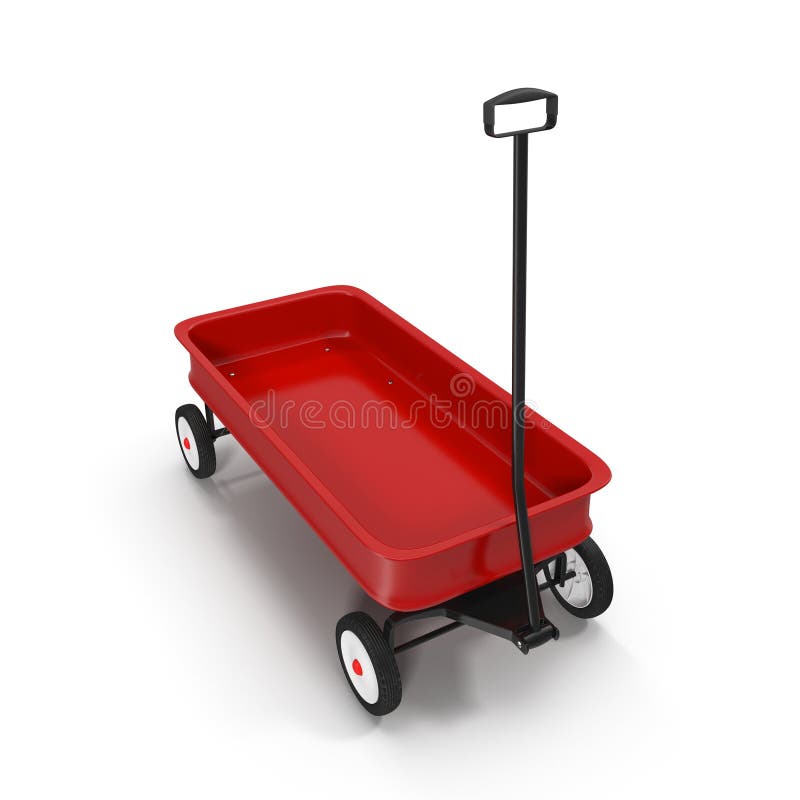 Childs Red Wagon on White Background Stock Photo - Image of prop ...