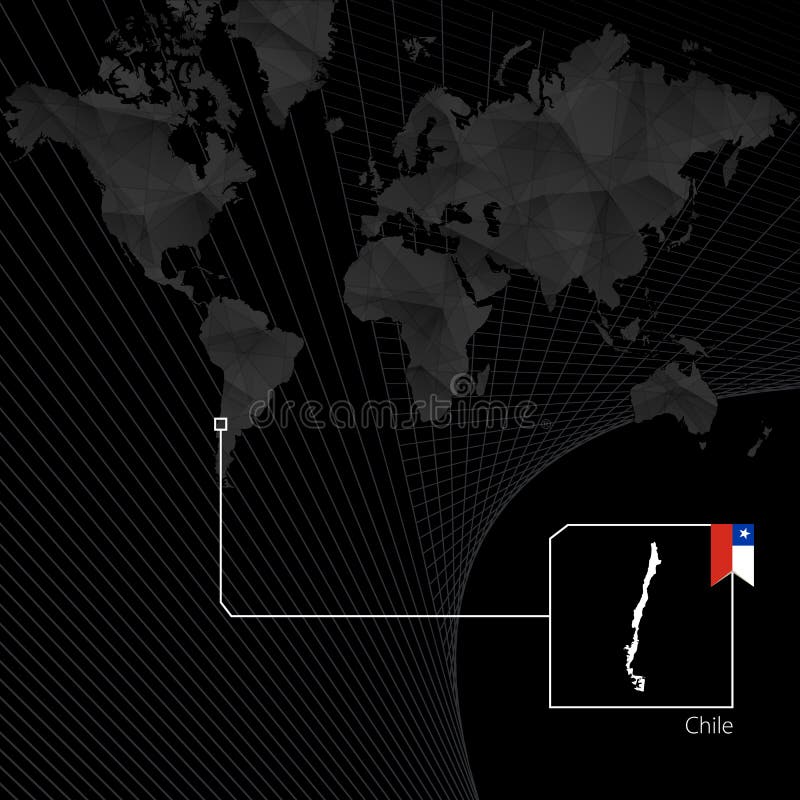 Chile on Black World Map. Map and Flag of Chile Stock Vector ...