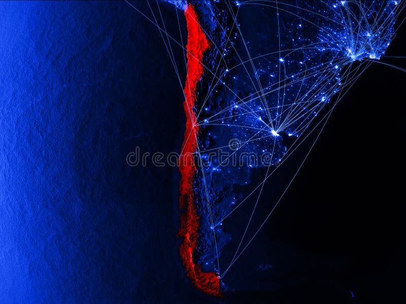 Chile on Blue Digital Map with Networks. Concept of International ...