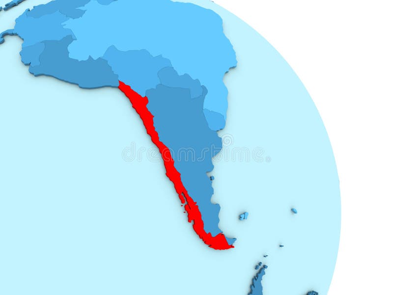 Map Of Chile On Blue Political Globe Stock Illustration - Illustration ...