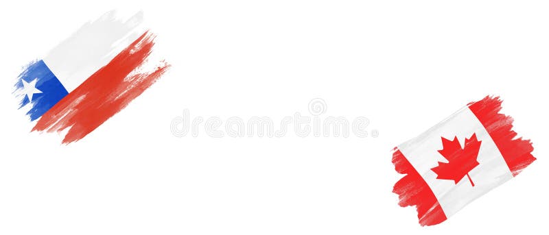 Chile and Canada Flags on White Stock Illustration - Illustration of ...