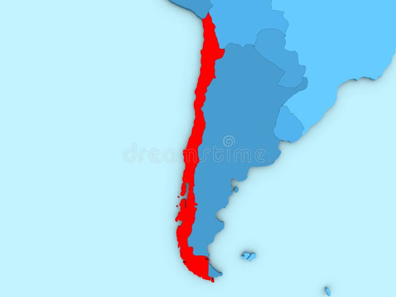 Chile on 3D map stock illustration. Illustration of political - 86431591