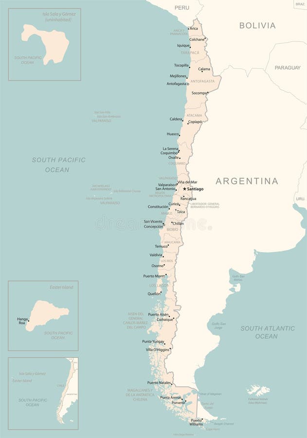 Chile - Detailed Map with Administrative Divisions Country Stock ...
