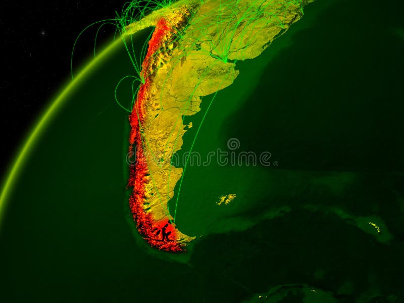 Chile on Earth with Network Stock Illustration - Illustration of travel ...